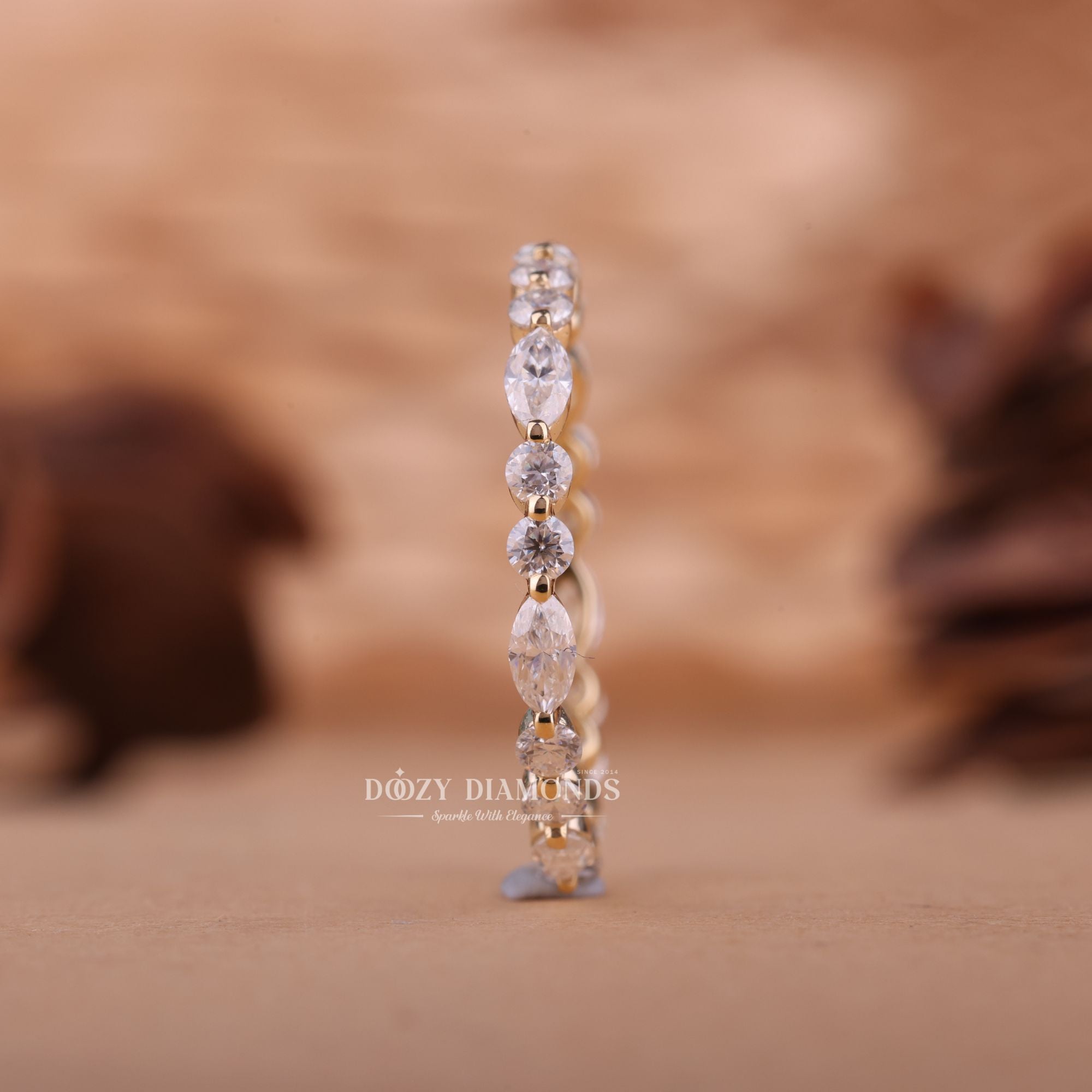 Round & Marquise EF/VVS Diamond CVD Alternative Full Eternity Wedding ...